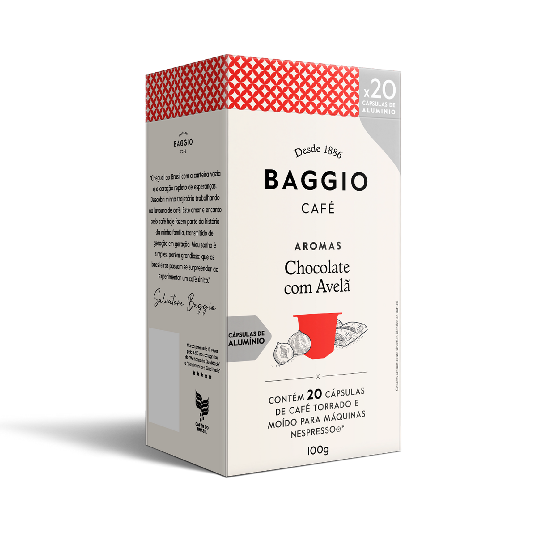 Baggio Aromas Chocolate com Avelã - 20 Cápsulas p/ Nespresso